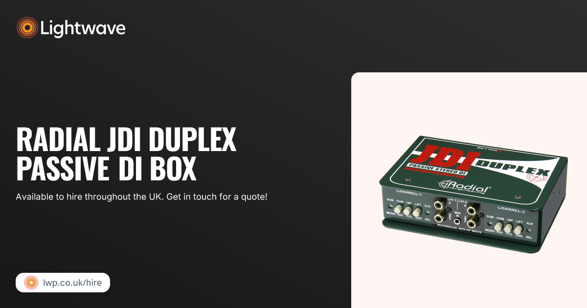Radial JDI Duplex Passive DI Box | Lightwave Hire